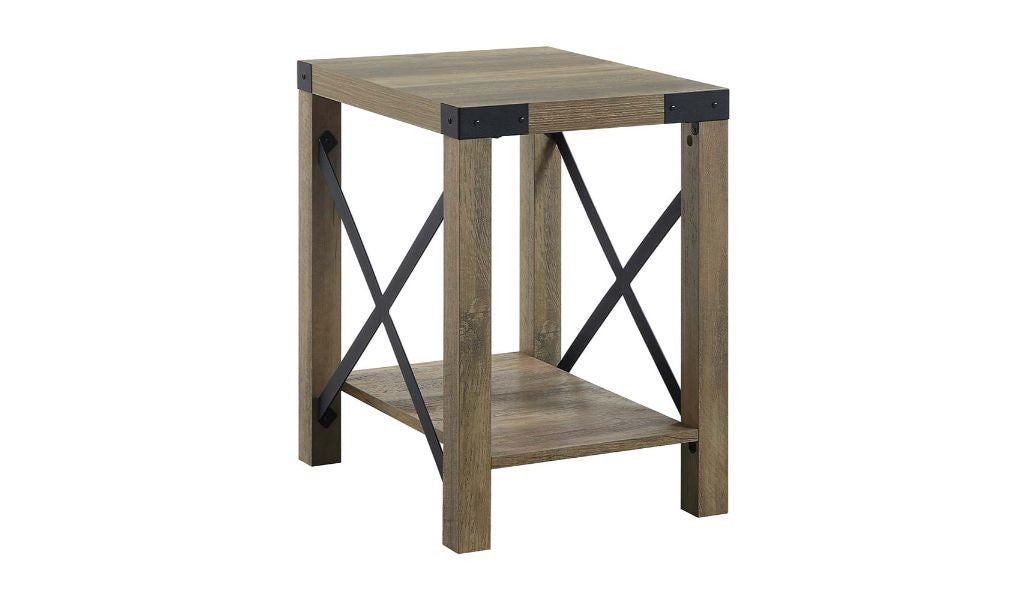 22" Rustic Oak Manufactured Wood Rectangular End Table With Shelf By H – Modish Store