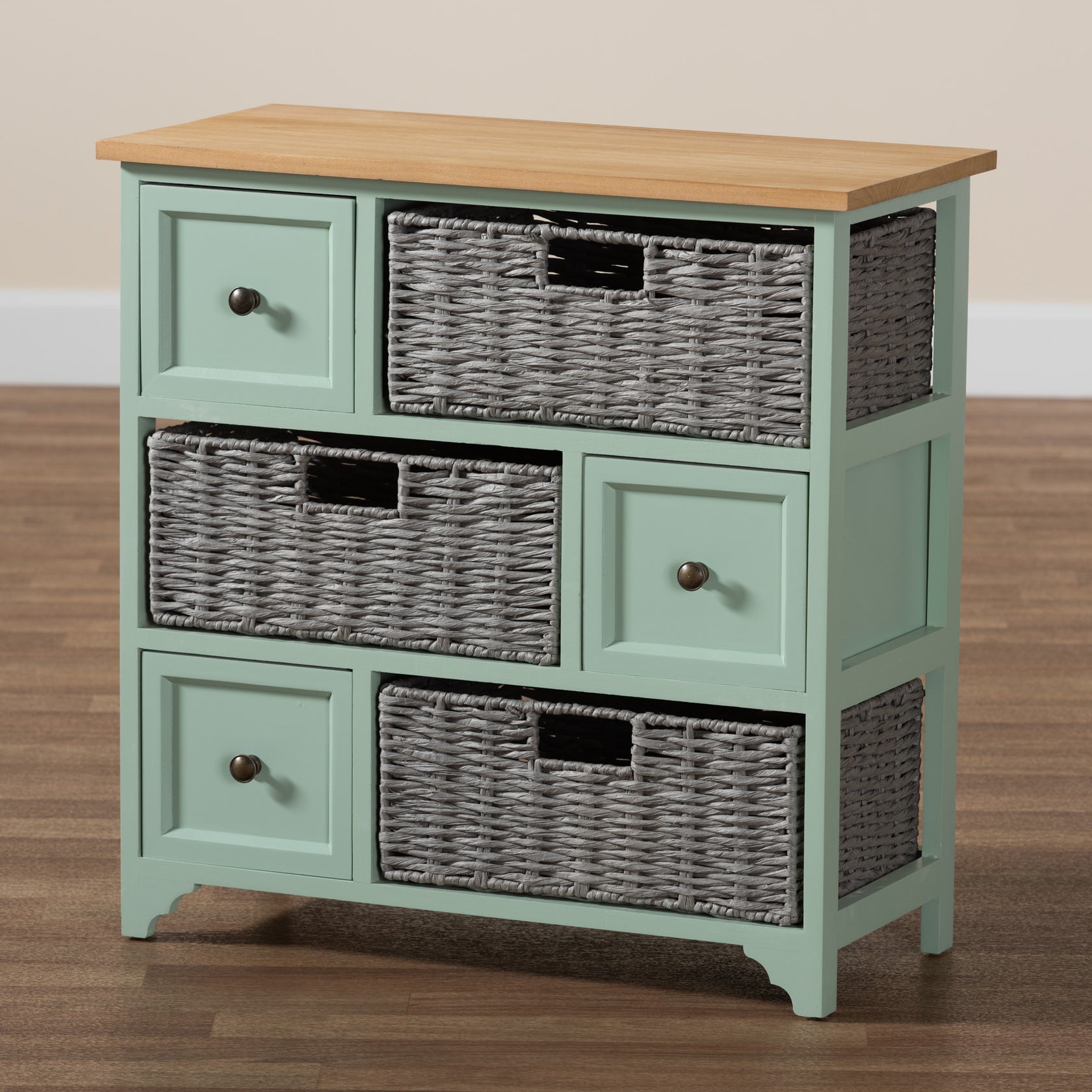 Baxton Studio Valtina Modern and Contemporary Two-Tone Oak Brown and M ...