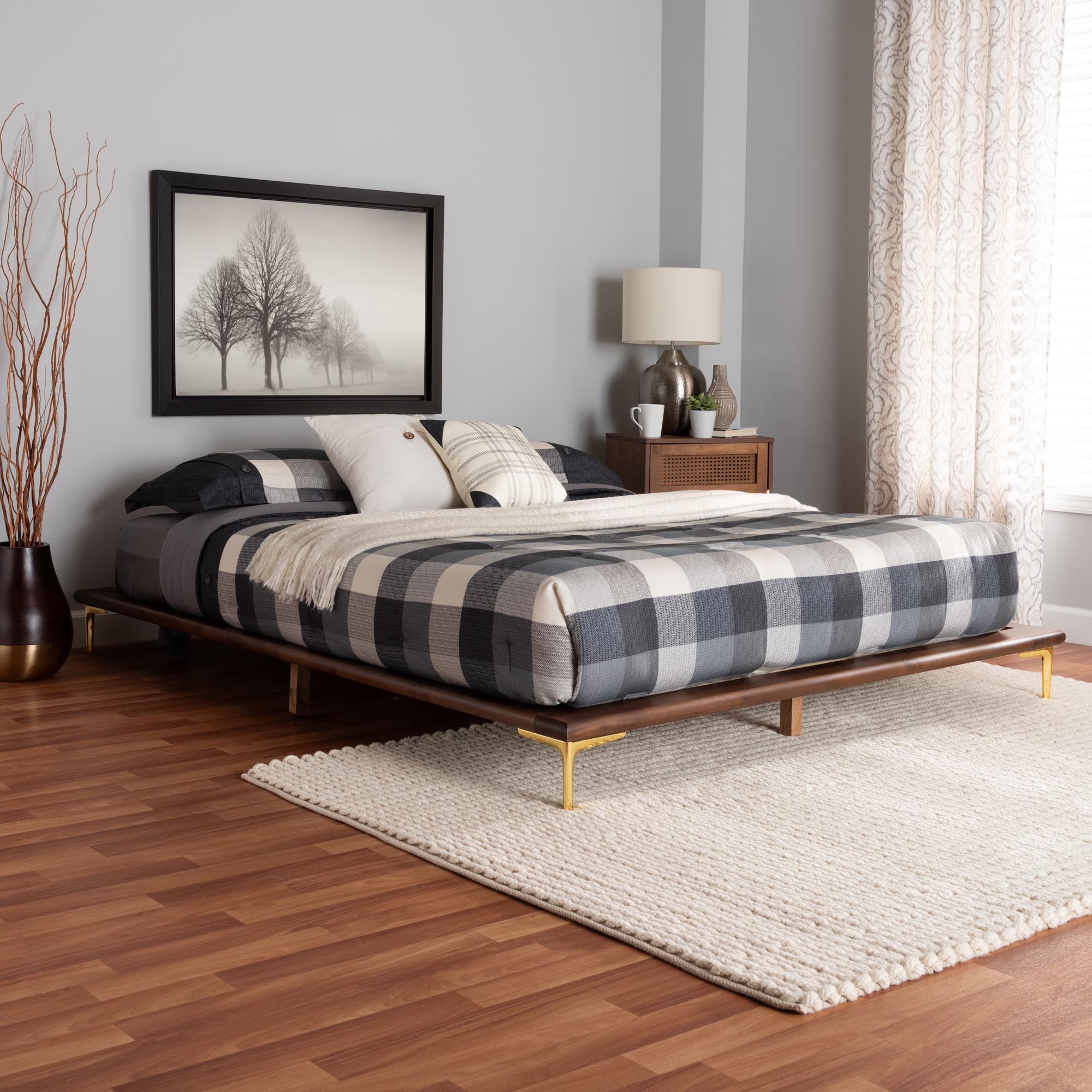 Baxton Studio Channary Mid-Century Modern Transitional Walnut Brown Fi ...