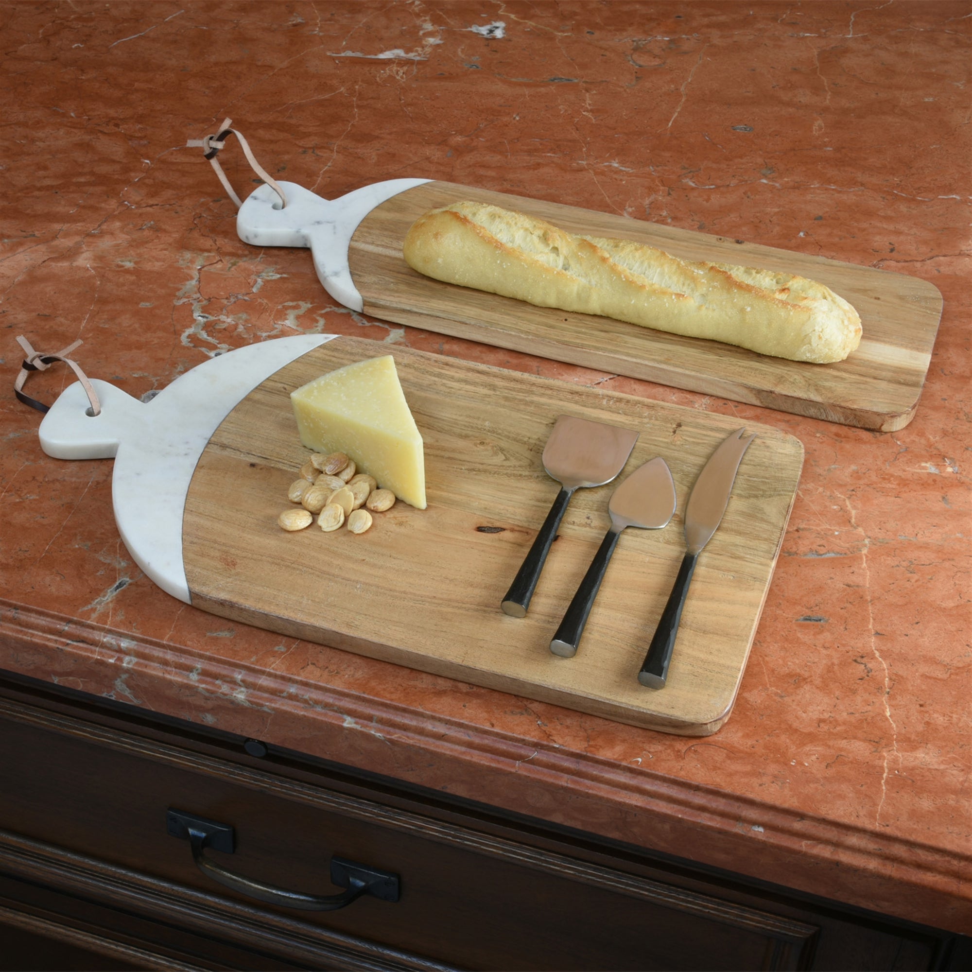 Mercer Cutting Board, Wood & Marble - Long Set Of 2 By HomArt – Modish ...