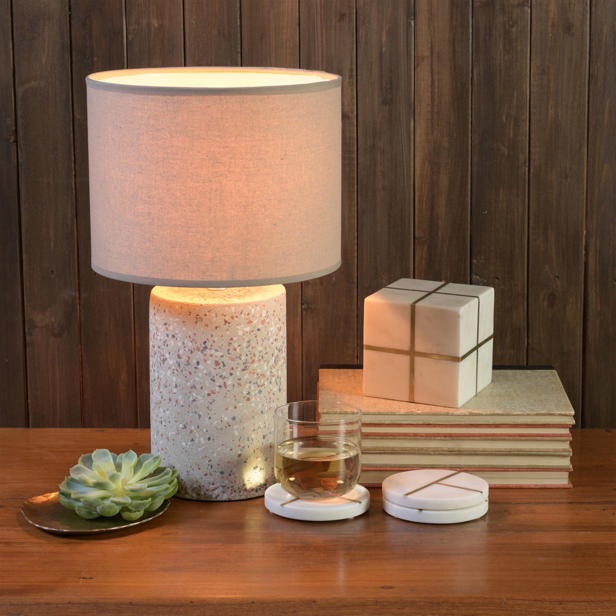 Aperture Cube, Brass & Marble Set Of 3 By HomArt – Modish Store