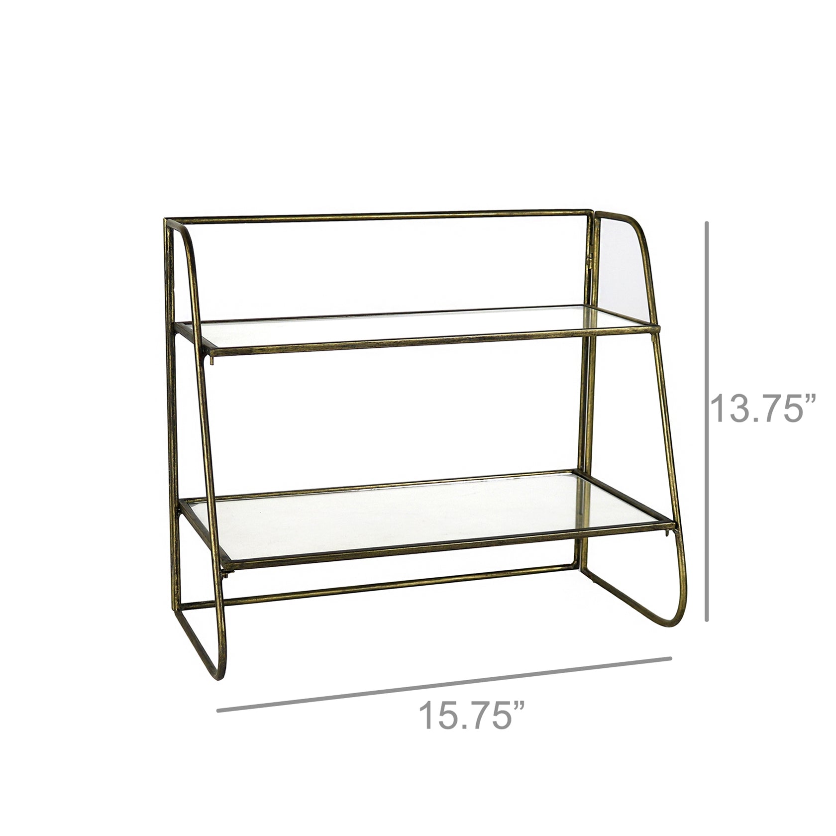 Lena Two-Tier Stand with Glass Shelves, Brass - Brass By HomArt ...