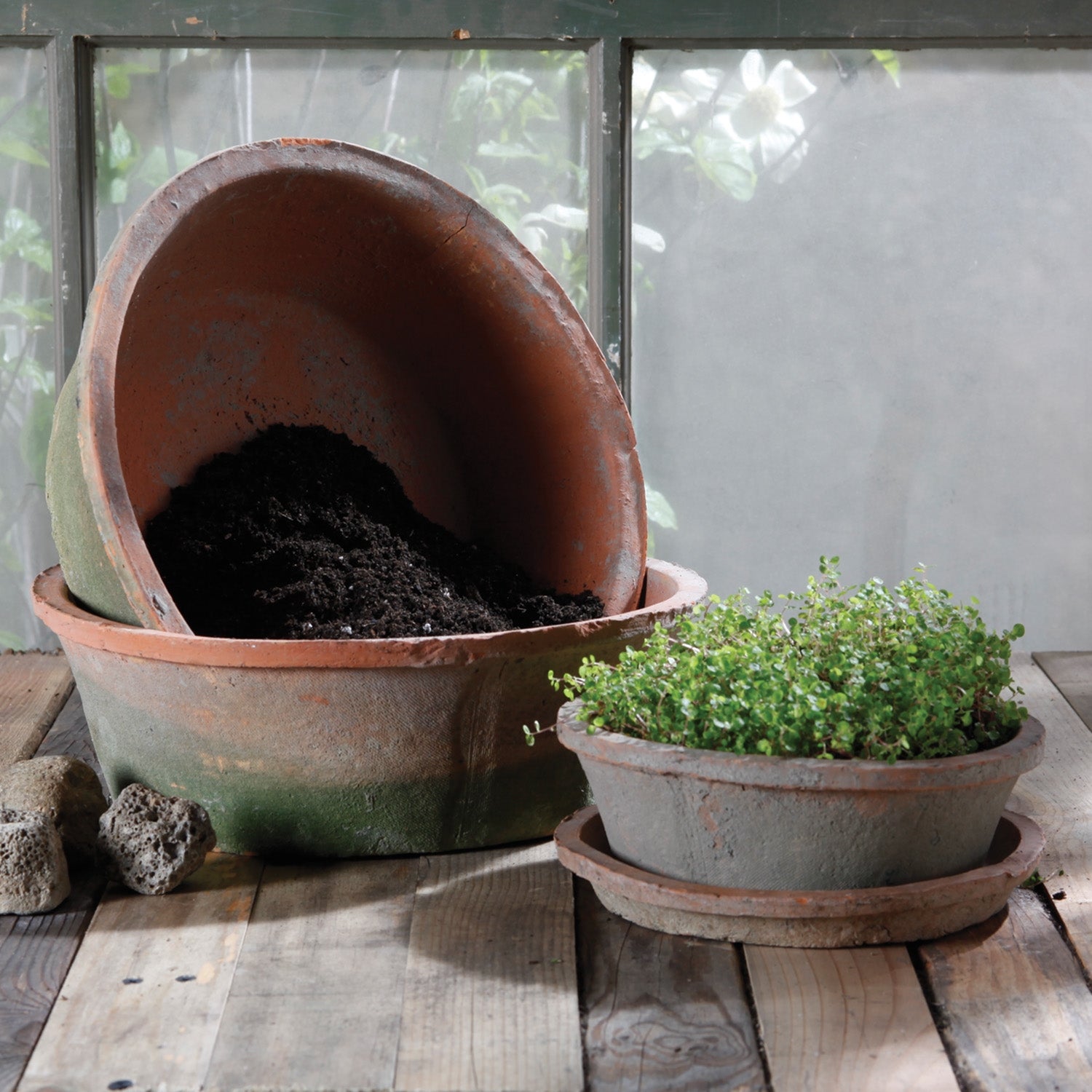Rustic Terra Cotta Bulb Pot - Large - Antique Red Set Of 2 By HomArt ...