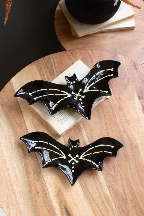 Set Of Two Nesting Ceramic Bat Serving Platter (Min 2) By Kalalou ...