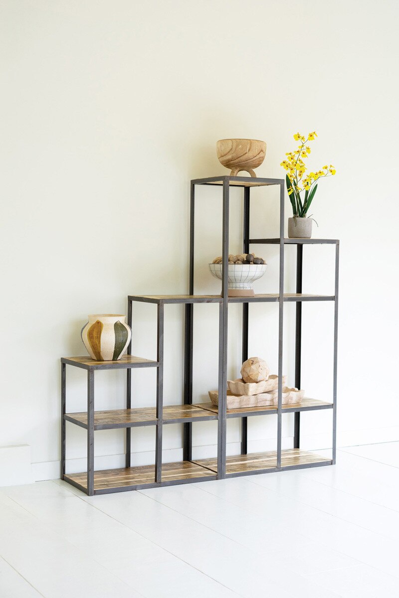Set Of Two Iron And Wood Stair Step Display Shelves By Kalalou – Modish ...