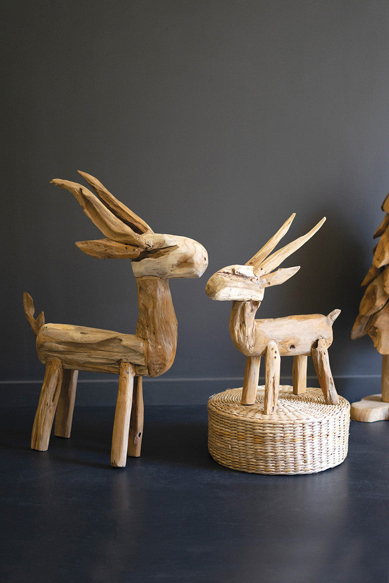 Rustic Teak Reindeer Set Of 2 By Kalalou – Modish Store