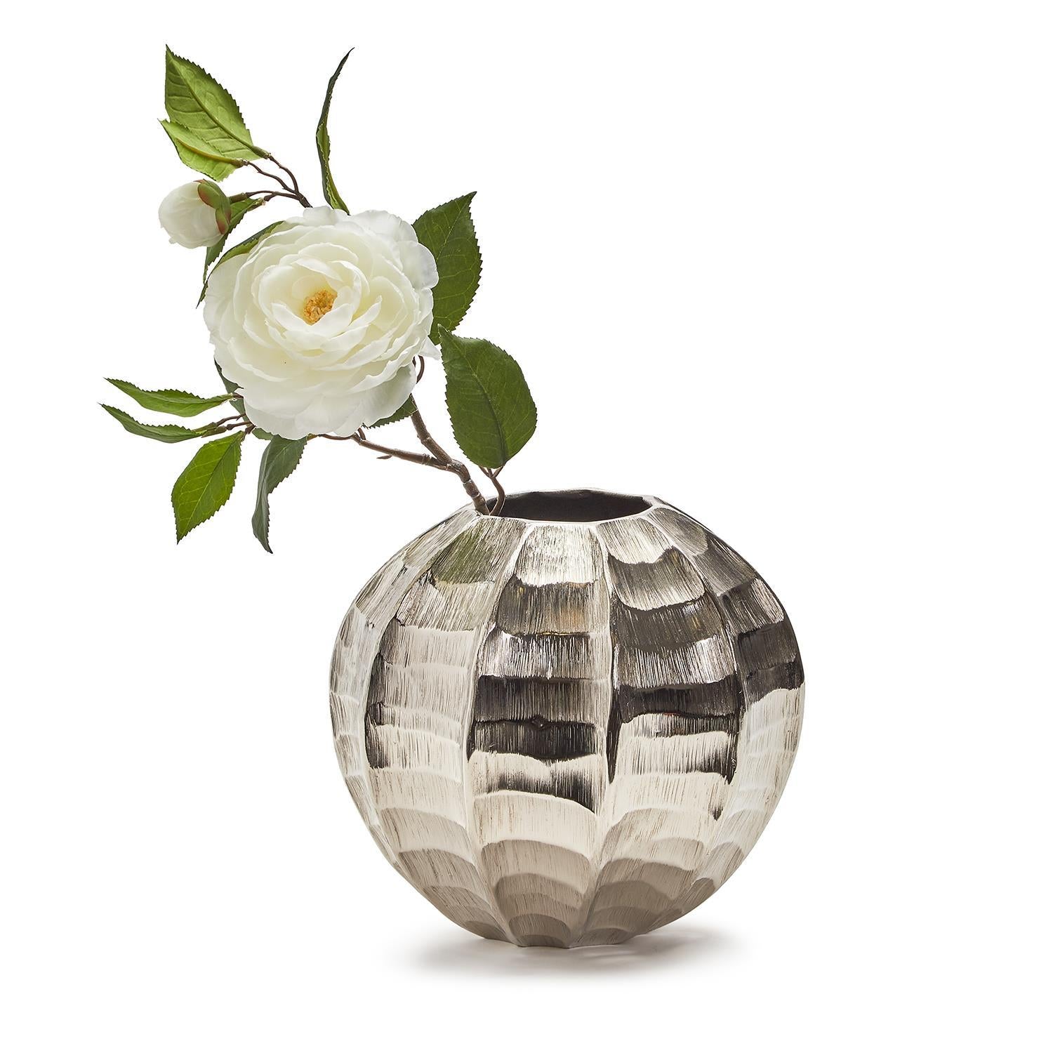 9" Hammered & Etched Silver Round Vase Set Of 2 By Tozai Home – Modish ...