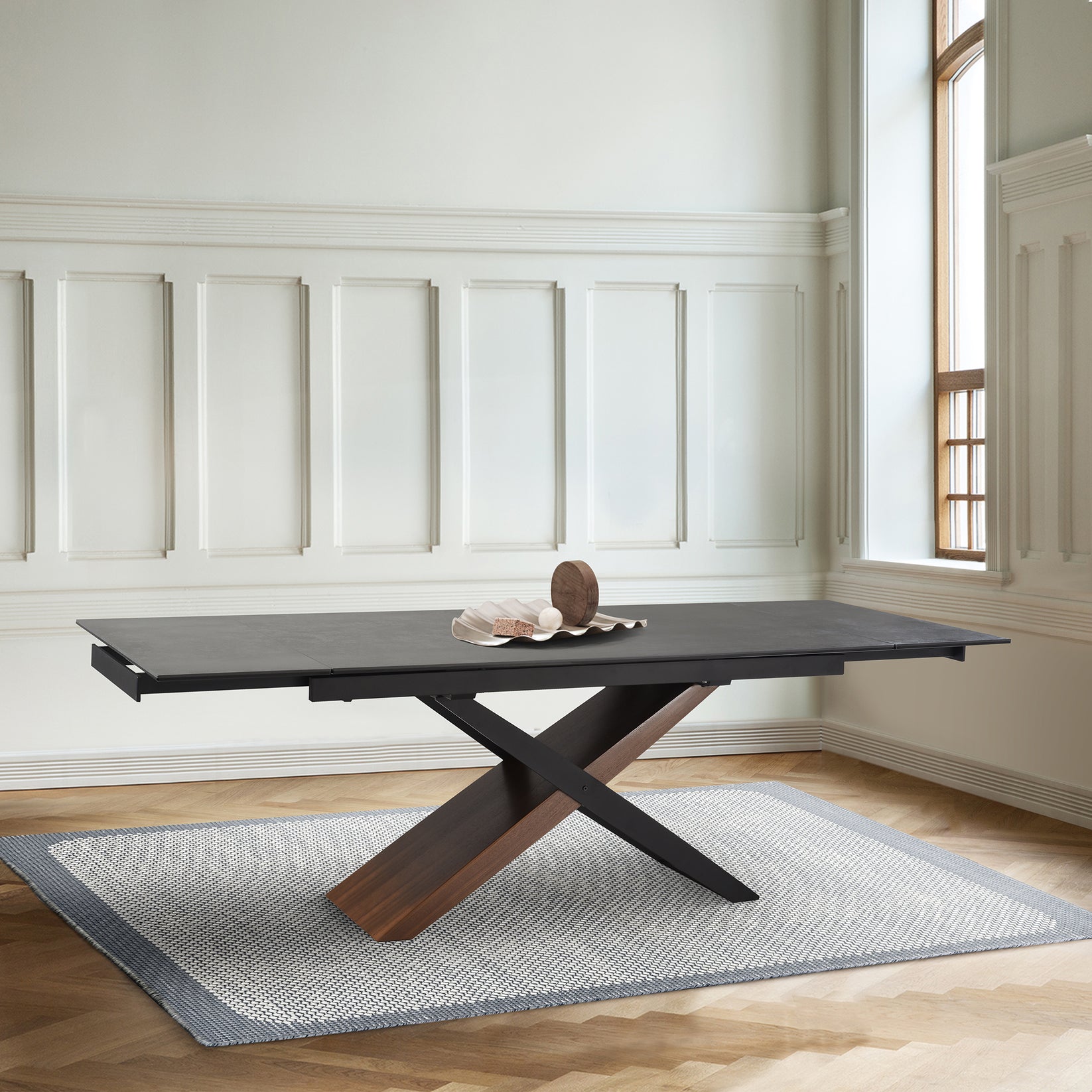 Milena Extendable Dining Table in Stone and Wood By Armen Living ...