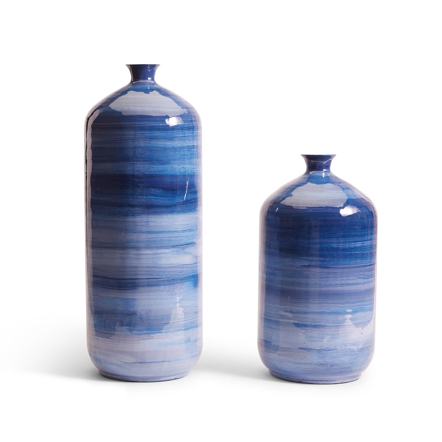 Stria Blue Tone Enamel Decorative Vase Set Of 4 By Tozai Home – Modish ...