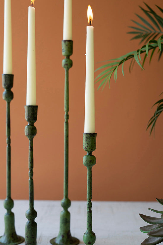 Forged Iron Taper Candle Holders - Green Patina Set Of 4 By Kalalou – Modish Store