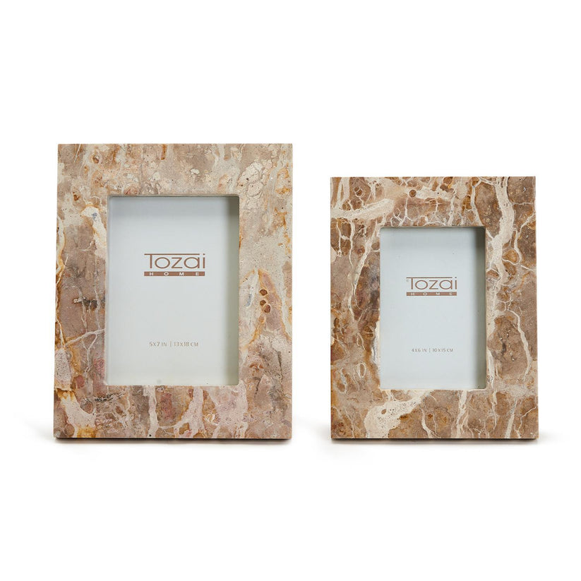 Brown Galaxy Marble Photo Frame Set Of 4 By Tozai Home – Modish Store
