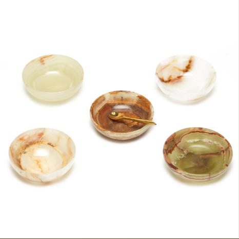 Onyx-Marble Bowl with Golden Spoon Asst 5 Colors Set Of 5 By Tozai Hom ...