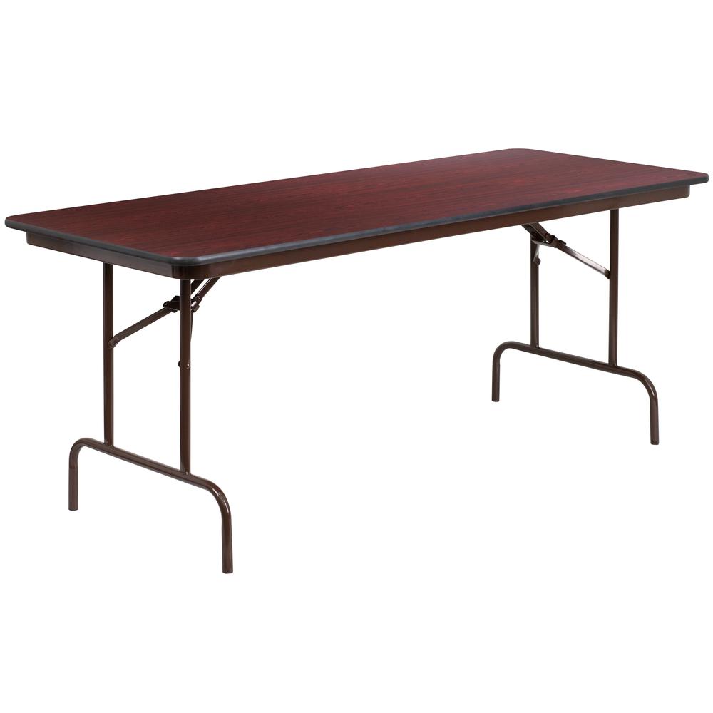 6-Foot High Pressure Mahogany Laminate Folding Banquet Table By Flash ...