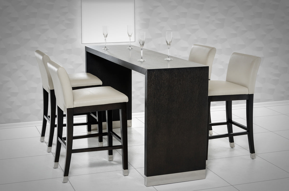 35' Wenge Veneer and Stainless Steel Bar Table By Homeroots – Modish Store