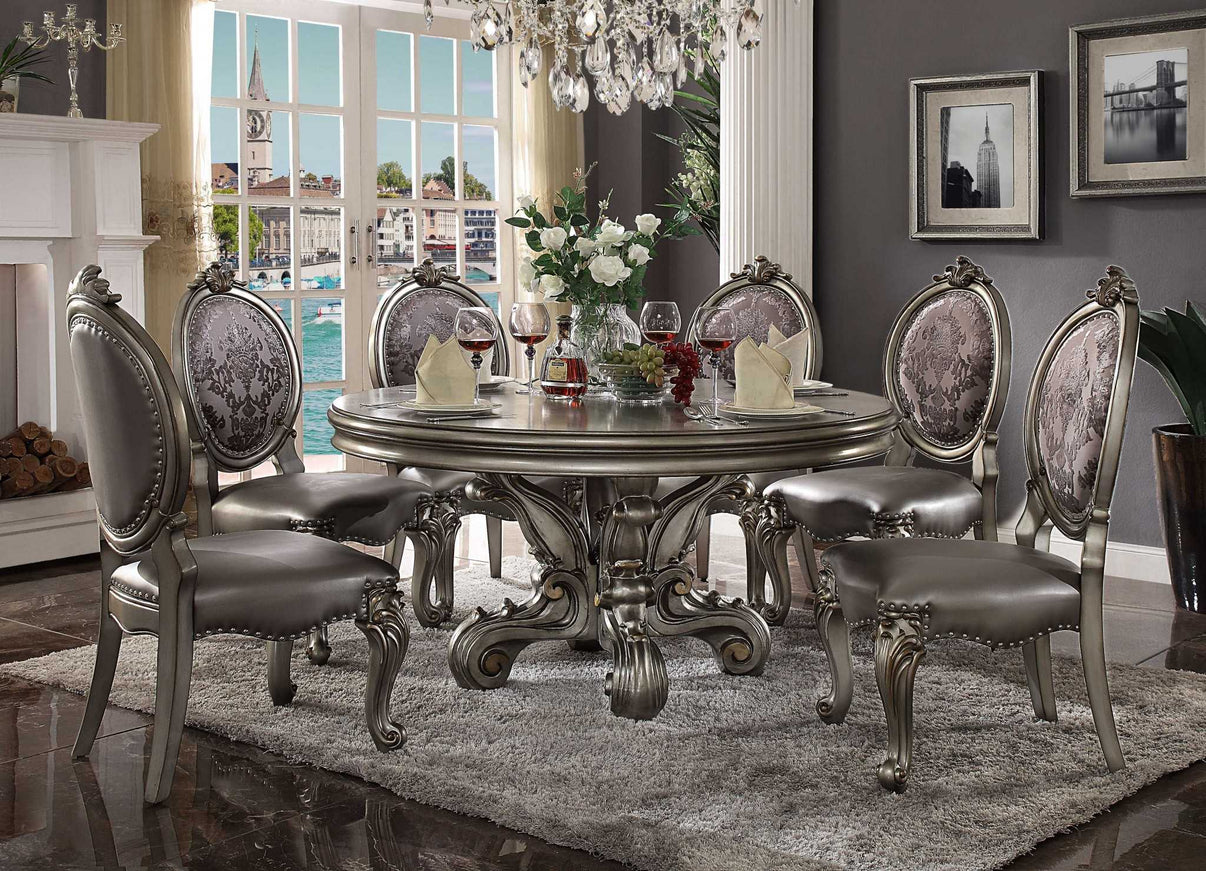 Antique Platinum Wood Poly Resin Dining Table (Round Pedestal) By Home ...