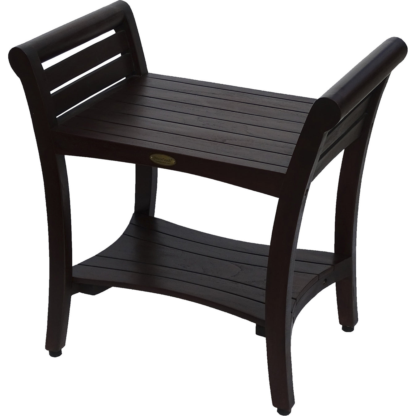 Contemporary Teak Shower bench with Handles in Dark Brown By Homeroots ...