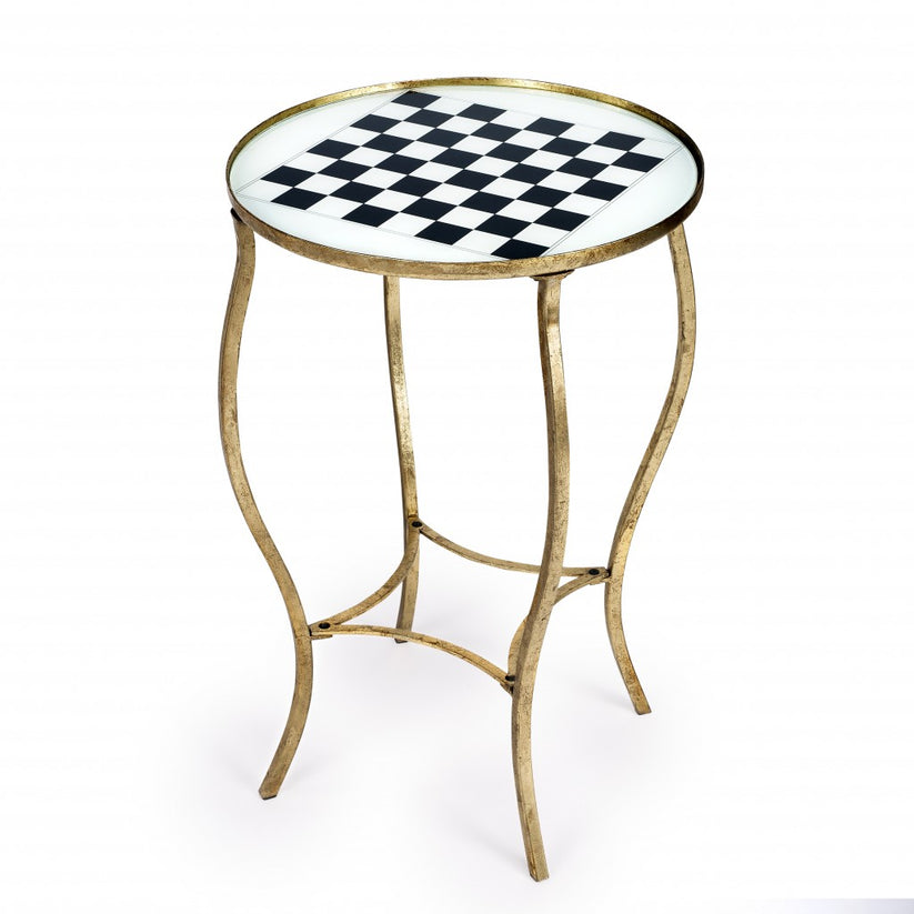 Antique Gold Black and White Game Table By Homeroots – Modish Store