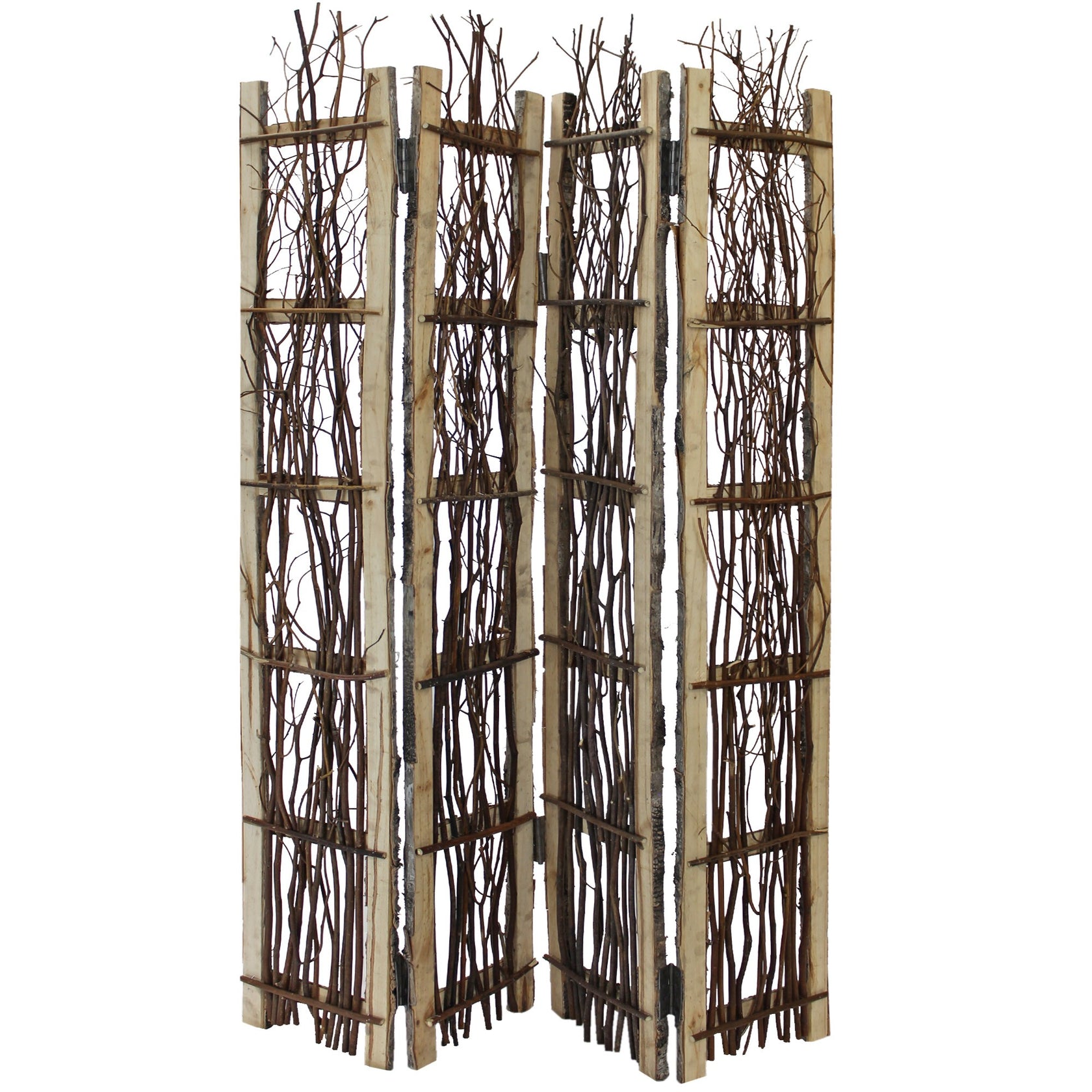 Earthy Birch And Twig Four Panel Room Divider Screen By Homeroots ...