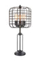 27" Black Metal Industrial Cage Design Three Light Table Lamp By Homer ...