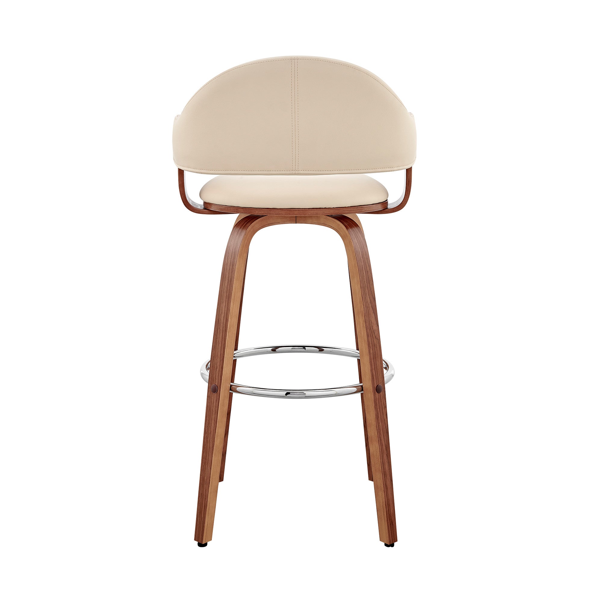 26" Rich Cream Faux Leather Walnut Wood Bar Stool By Homeroots – Modish ...