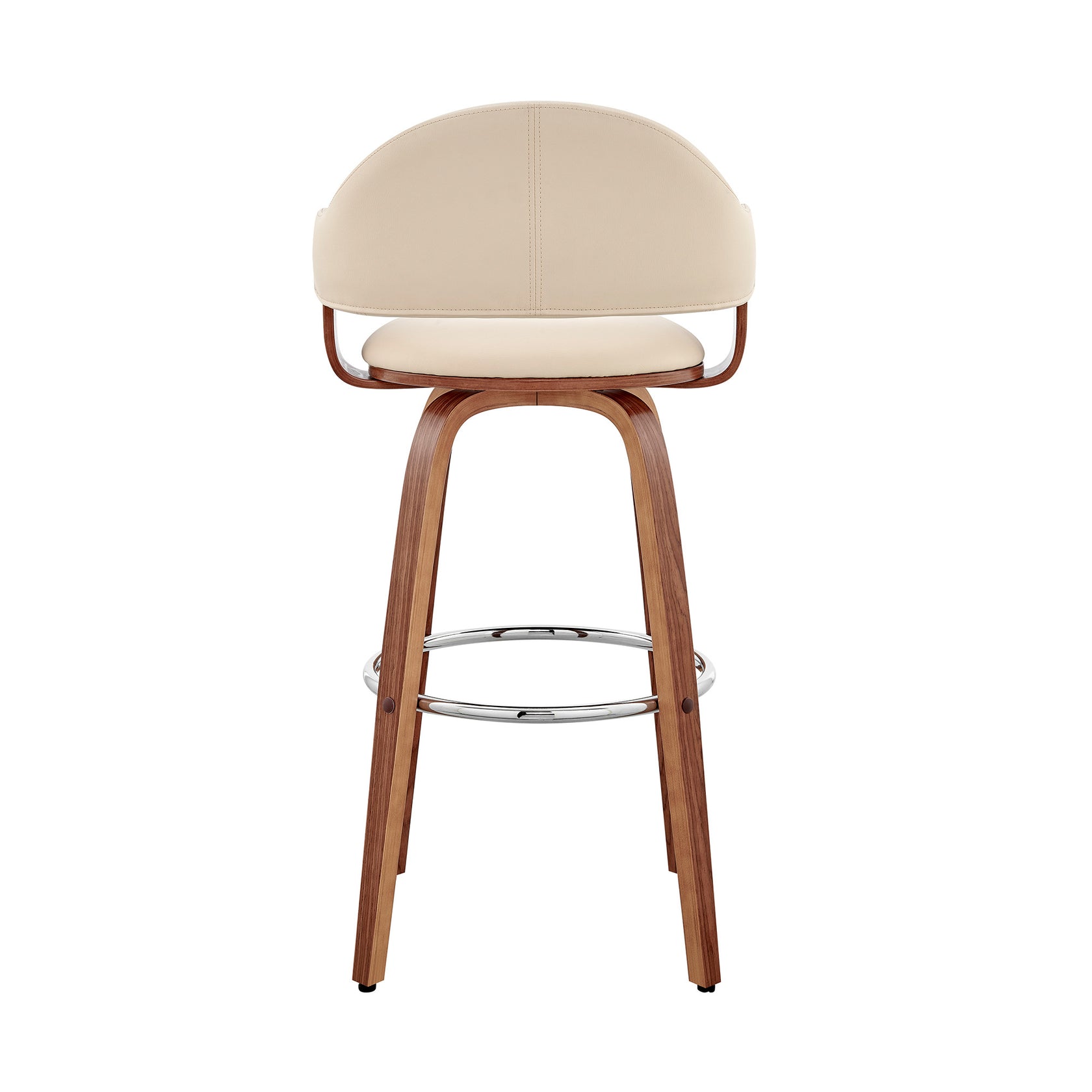 26" Rich Cream Faux Leather Walnut Wood Bar Stool By Homeroots – Modish ...