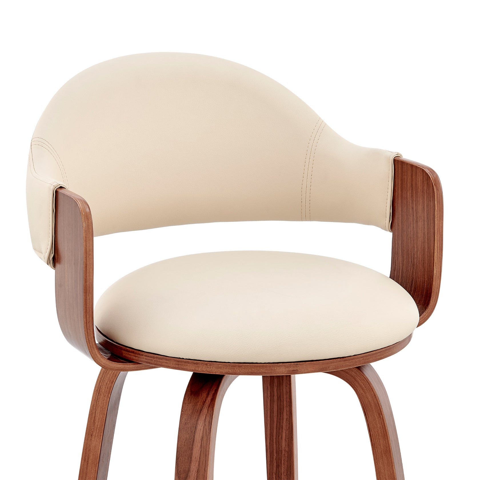 26" Rich Cream Faux Leather Walnut Wood Bar Stool By Homeroots – Modish ...
