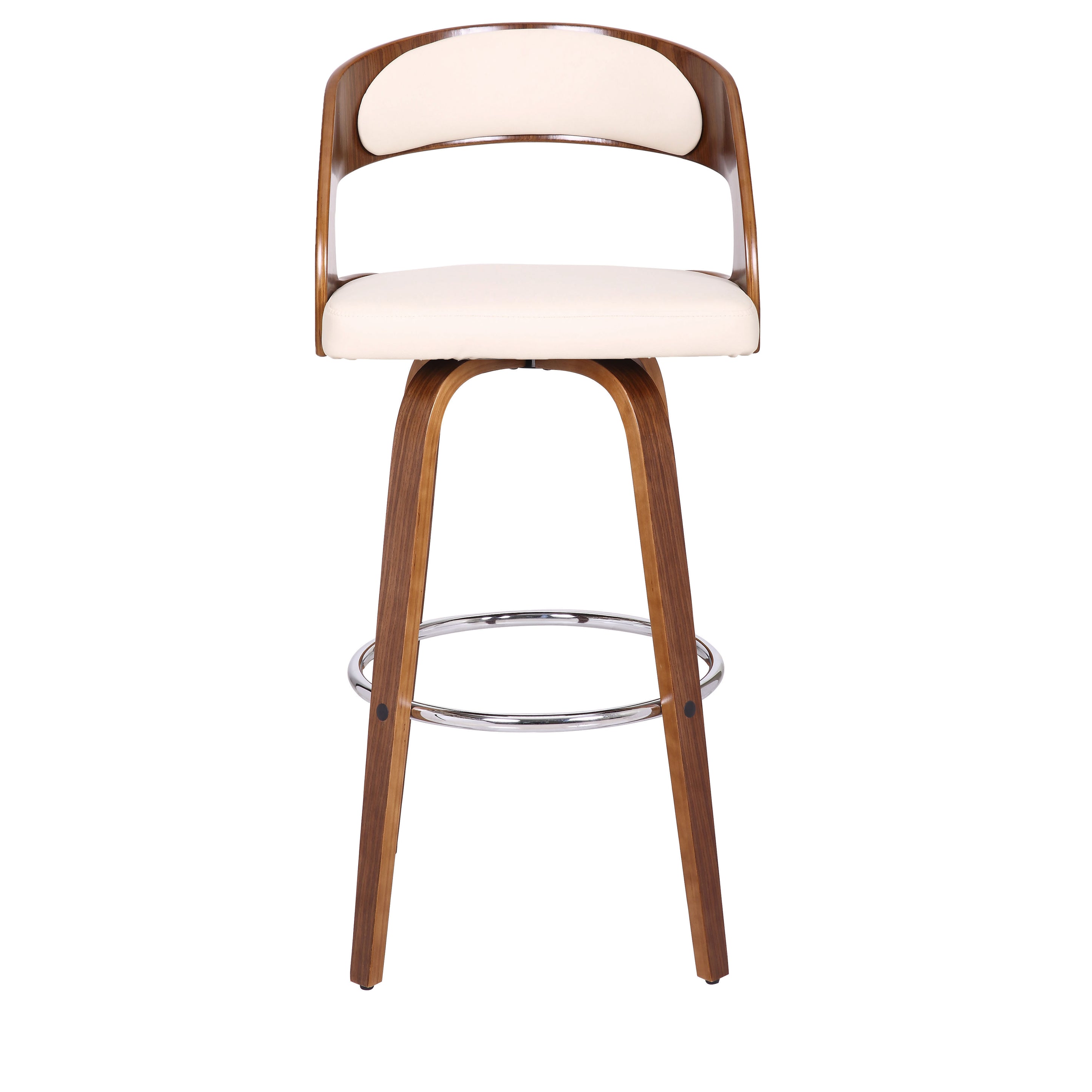 Cream Faux Leather Modern Walnut Wooden Bar Stool By Homeroots – Modish ...