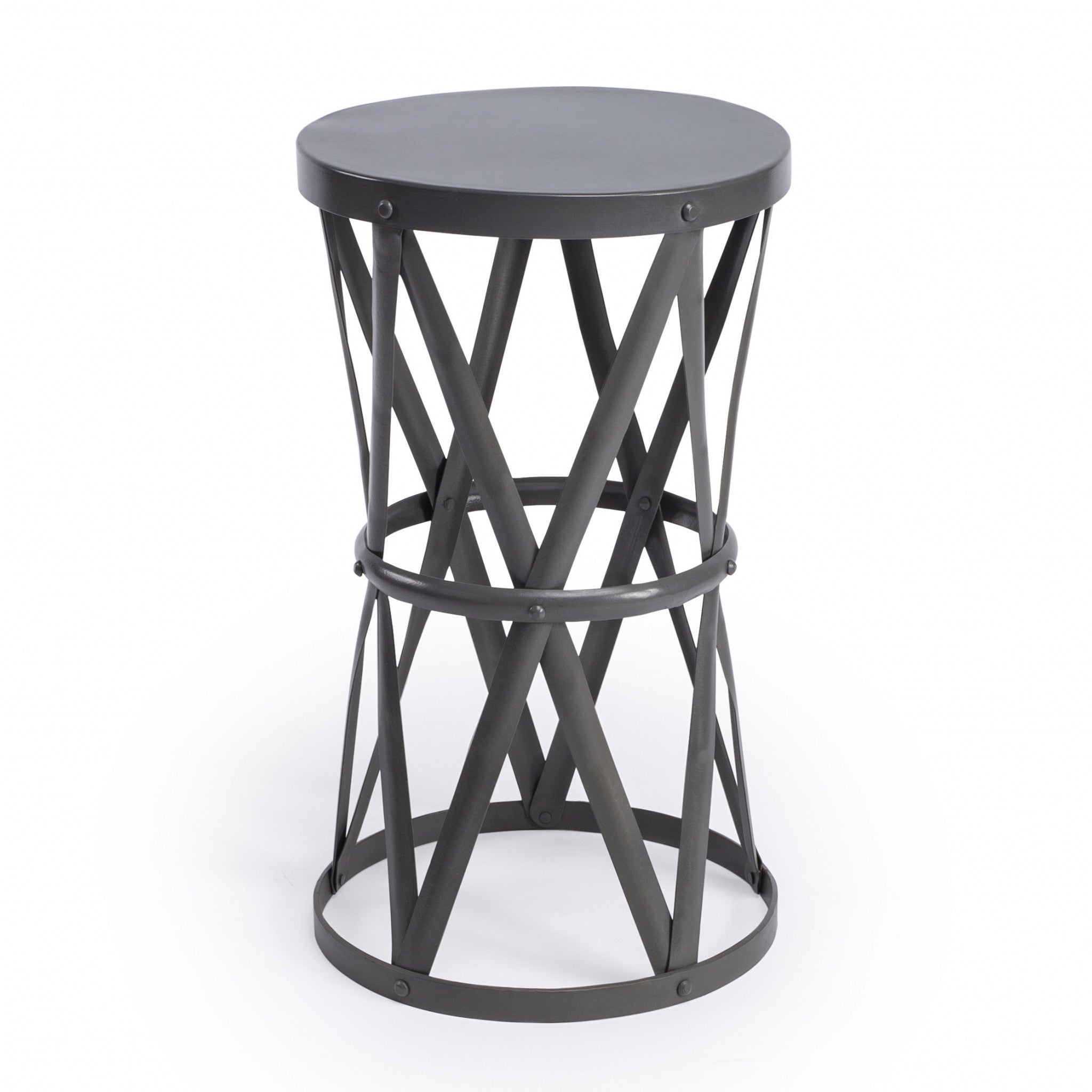22" Gray Iron Hourglass Base Round Top End Table By Homeroots – Modish ...