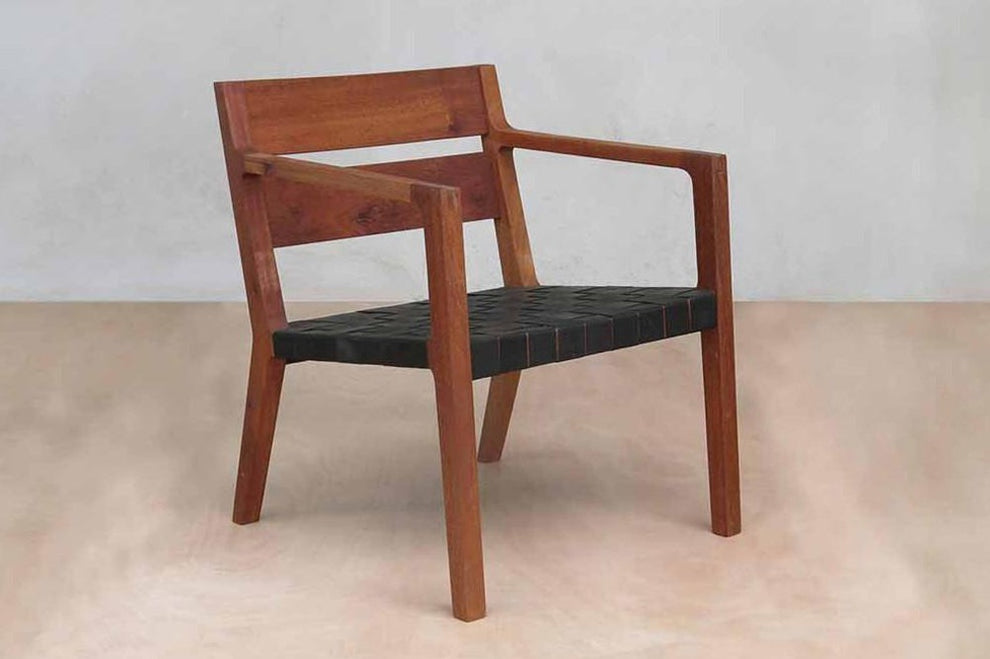 Masaya Managua Arm Chair - Black Leather And Royal Mahogany – Modish Store