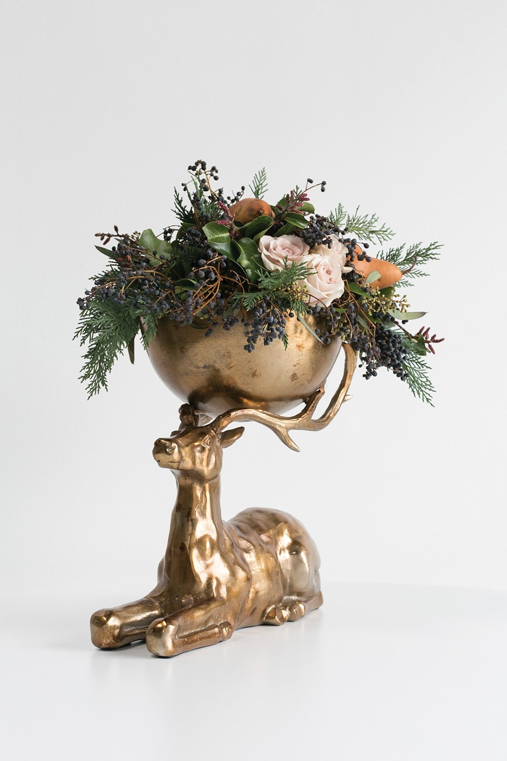Buck Bowl And Floral Arrangements By Accent Decor - Yellow - Metal ...