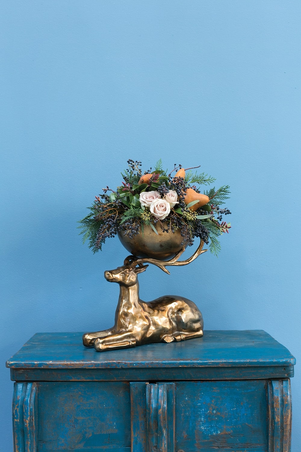 Buck Bowl And Floral Arrangements By Accent Decor - Yellow - Metal ...