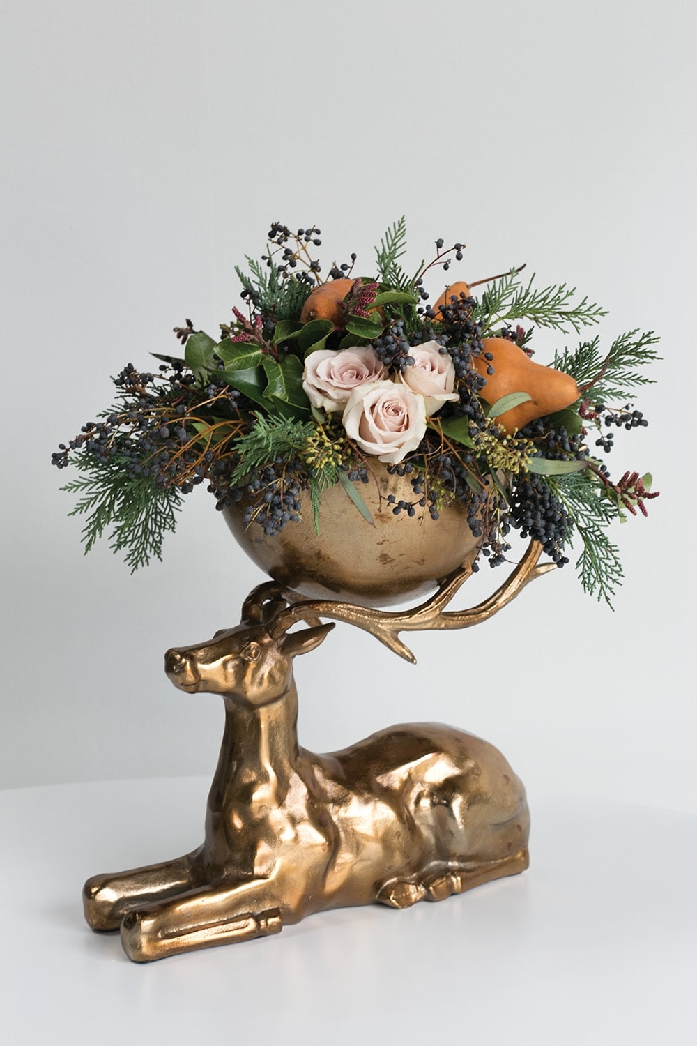 Buck Bowl And Floral Arrangements By Accent Decor - Yellow - Metal ...