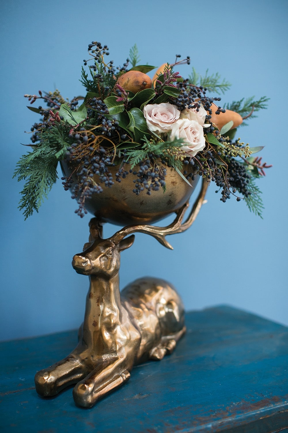 Buck Bowl And Floral Arrangements By Accent Decor - Yellow - Metal ...