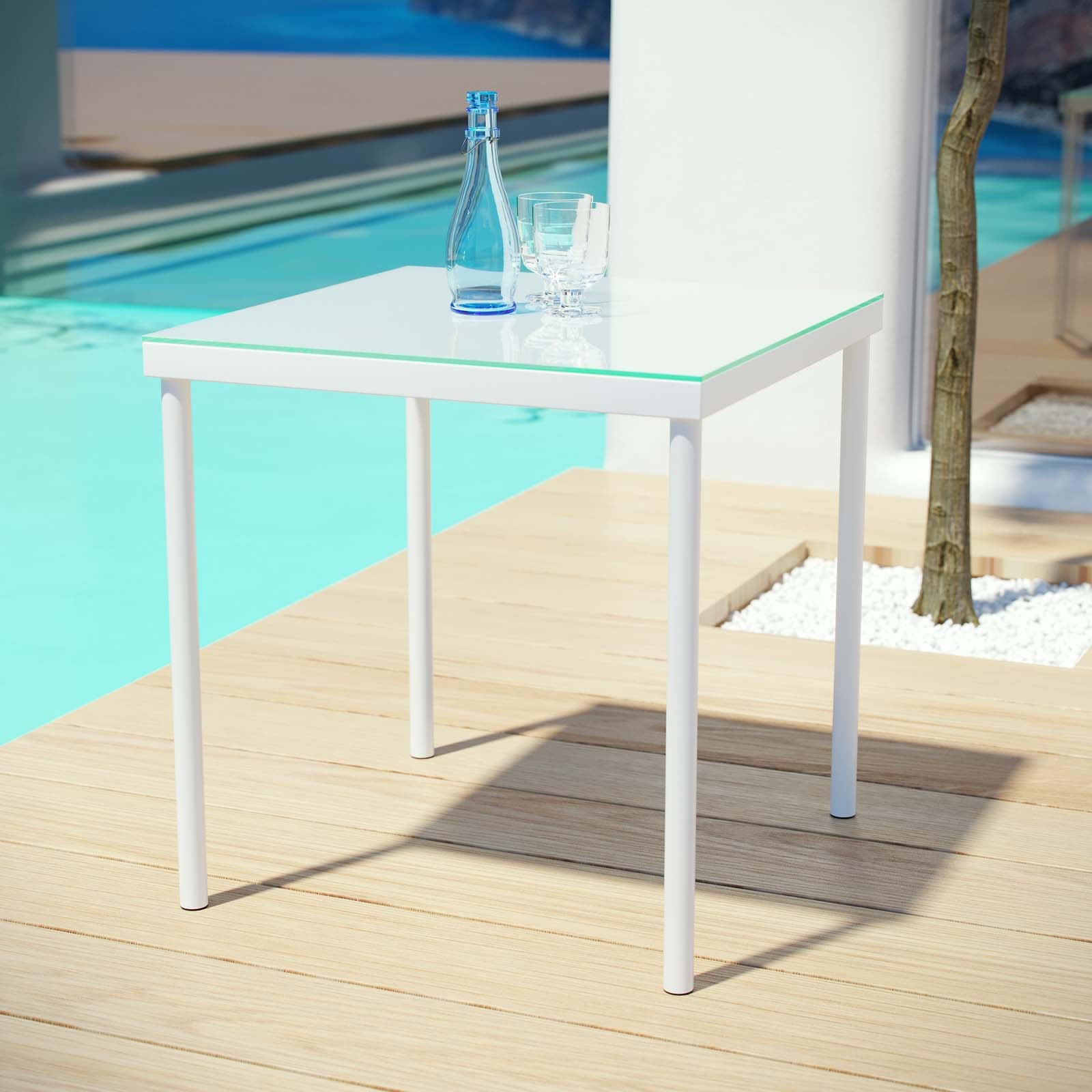 Modway Harmony Outdoor Patio Aluminum Side Table - White - EEI-2604 ...