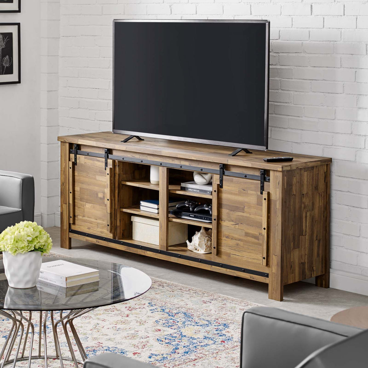 Modway Cheshire 70" Rustic Sliding Door Buffet Table Sideboard - EEI ...