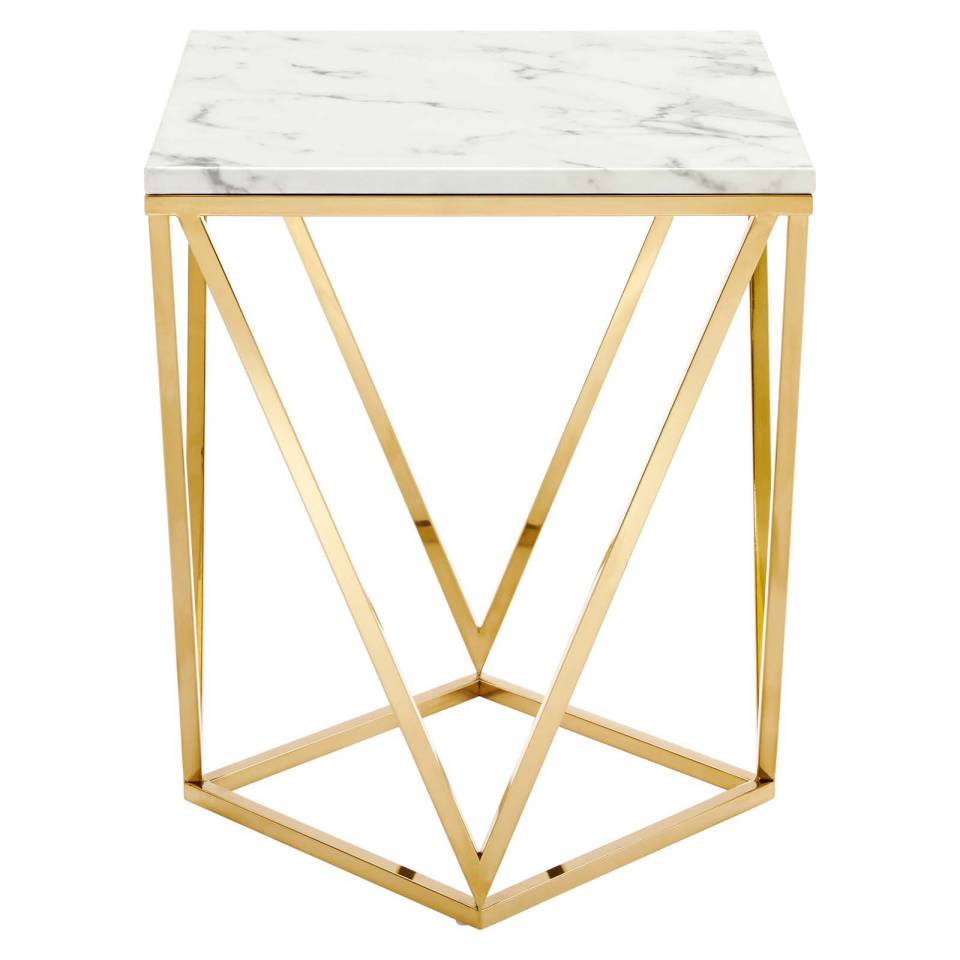 Modway Vertex Gold Metal Stainless Steel End Table - EEI-4206 - Gold ...