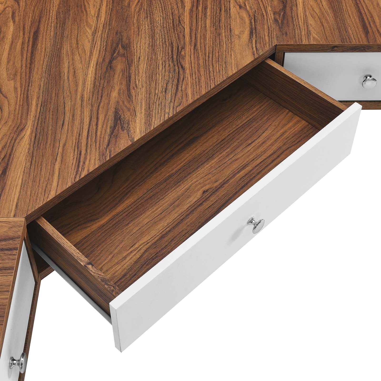 Transmit 47" Wall Mount Corner Walnut Office Desk By Modway - EEI-5862 ...