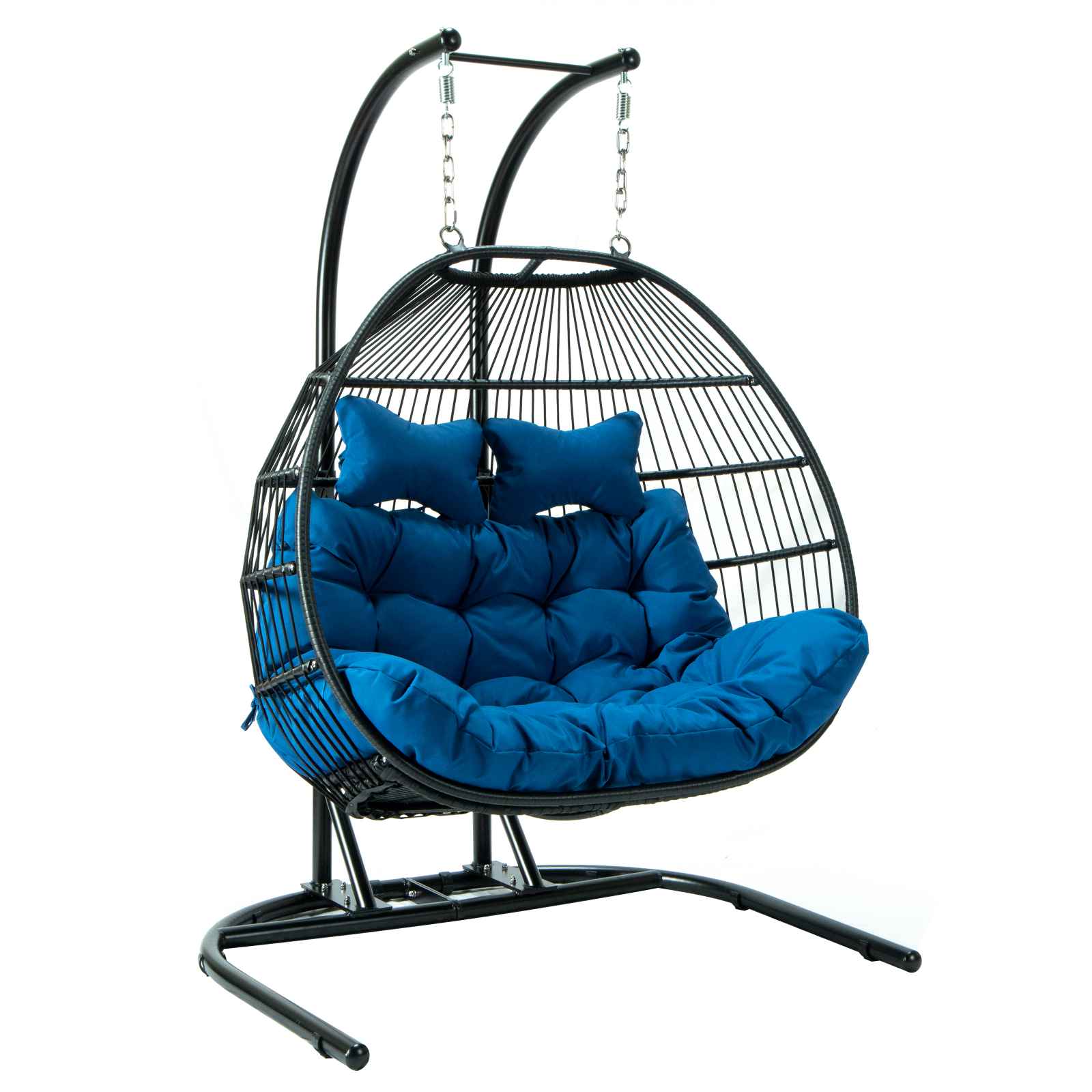 LeisureMod Wicker 2 Person Double Folding Hanging Egg Swing Chair ...