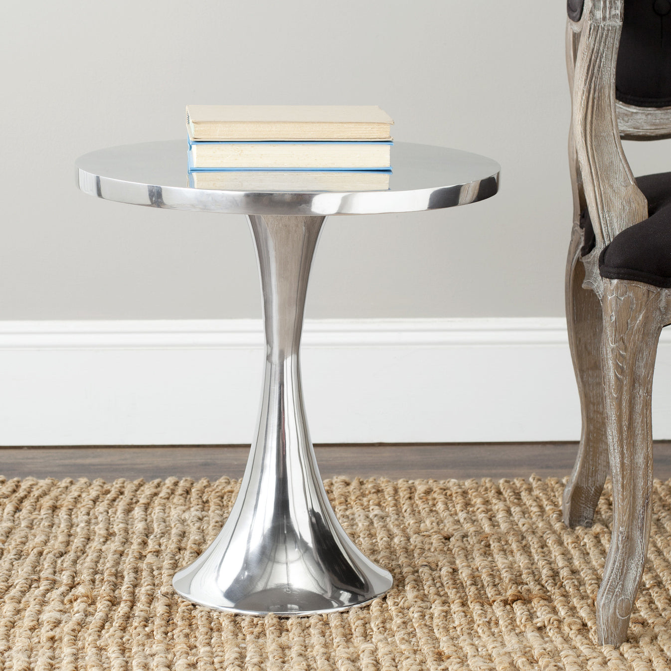 Safavieh Galium Aluminum Side Table - Silver, Brass – Modish Store