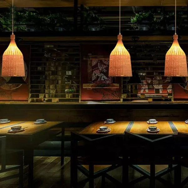 Bamboo Wicker Rattan Basket Shade Pendant Light By Artisan Living ...