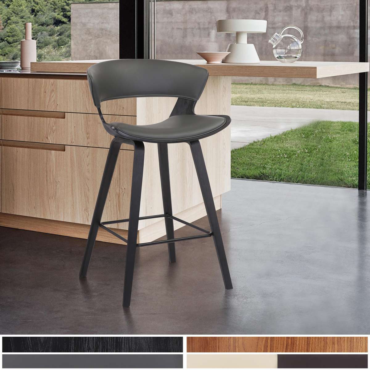 Jagger Modern 26" Wood and Faux Leather Counter Height Bar Stool By Ar ...