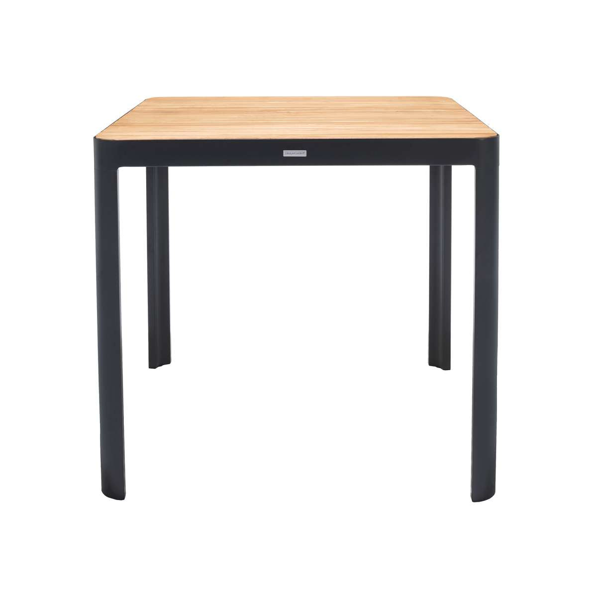 Portals Outdoor Square Bar Table in Natural Teak Wood Top and Black ...