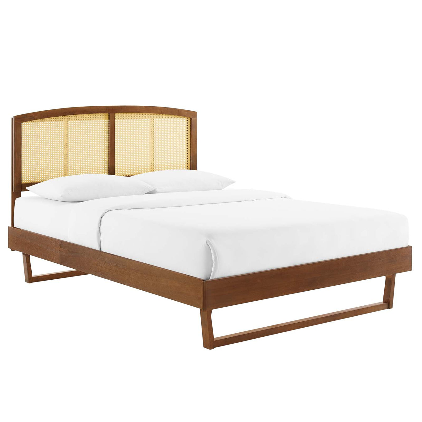 Sierra Cane and Wood King Platform Bed With Angular Legs By Modway - M ...