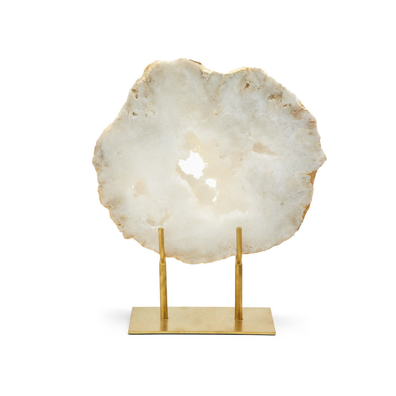 White Quartz Geode Slab On Gold Stand By Tozai Home – Modish Store