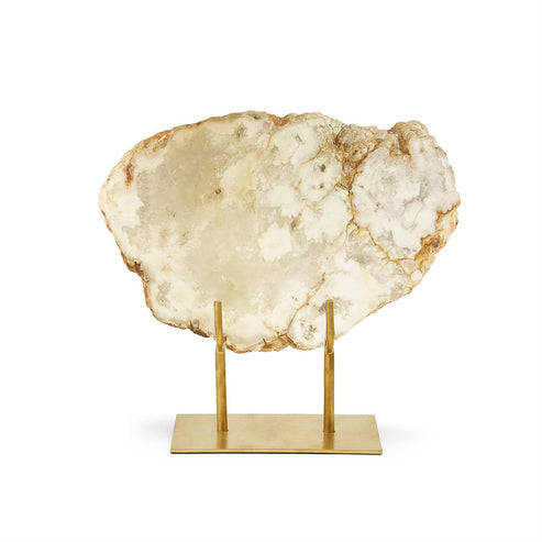 White Quartz Geode Slab On Gold Stand By Tozai Home – Modish Store