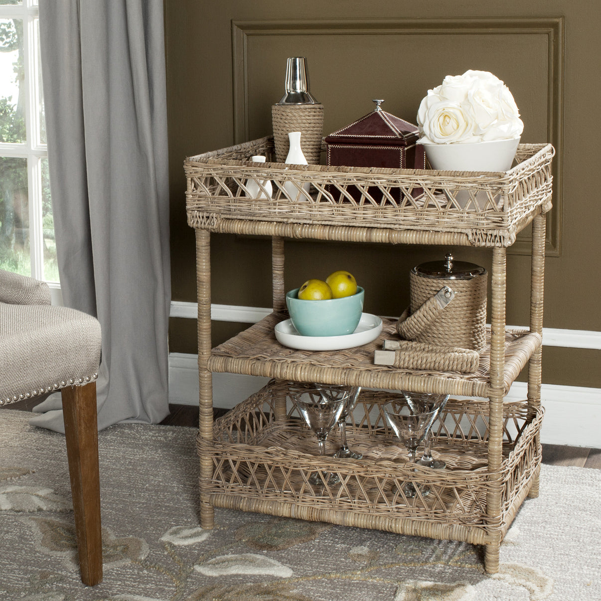 Safavieh Ajani Wicker 3 Tier Accent Table - Natural – Modish Store