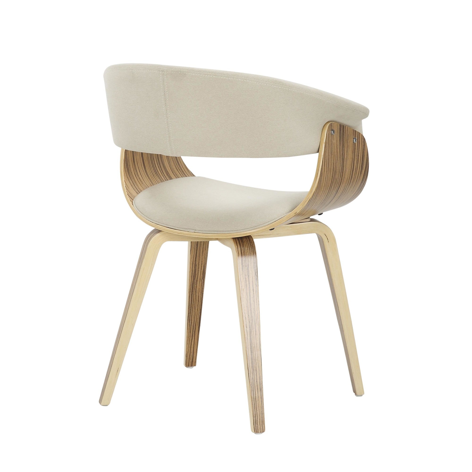 LumiSource Vintage Mod Natural Wood And Cream Fabric Chair – Modish Store