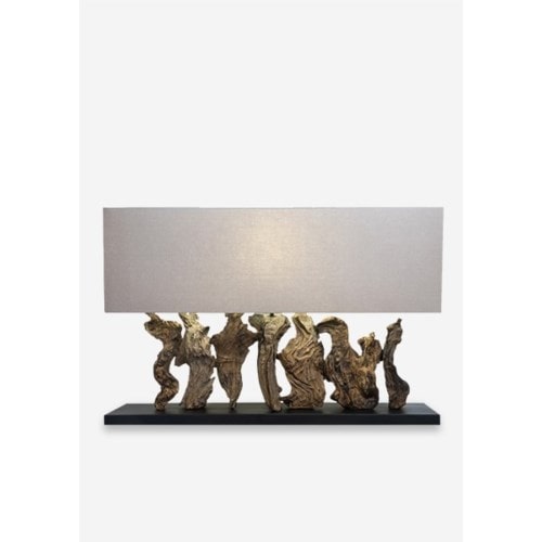 Earth Linen Box Table Lamp with Driftwood Rectangle Shade by Jeffan ...